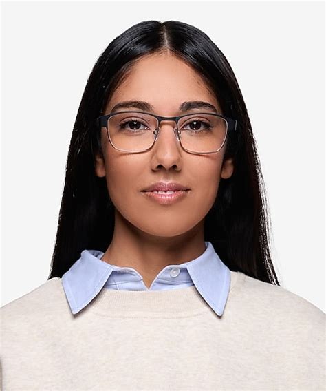 Admire Rectangle Black Silver Full Rim Eyeglasses Eyebuydirect Canada