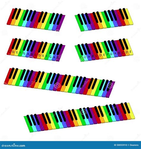 Isometric Colorful Piano Keyboard Set Stock Vector Illustration Of
