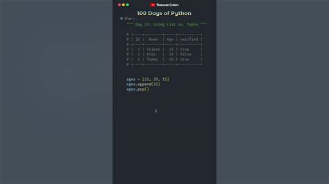 Exploring List And Tuple Use Cases In Python Day 27 100 Days Of Python 100daysofpython