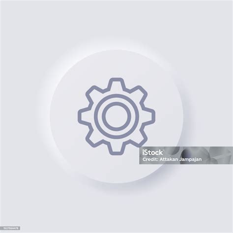 톱니바퀴 아이콘 웹 디자인을 위한 White Neumorphism 소프트 Ui 디자인 응용 프로그램 Ui 등 버튼 벡터 3차원
