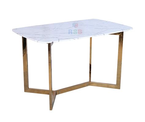 โต๊ะทานข้าว Top หินอ่อนเทียม โครงขาเหล็กสีทอง ขนาด 130 X 80 Cm รหัส 3479 โต๊ะทำงาน โต๊ะ