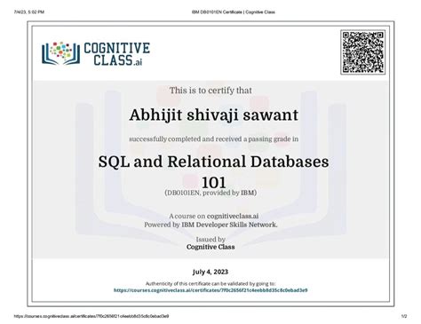 connections2023 sql relationaldatabase ibm certification… abhijit sawant