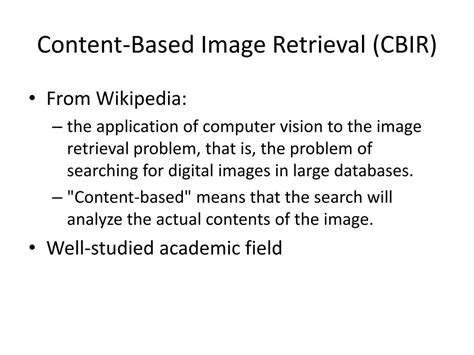 Ppt Content Based Image Retrieval Cbir Powerpoint Presentation