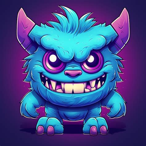 Premium Ai Image Blue Monster Character Tinkerbot Demon Aquamarine Comic Satire Flickr Kawaii
