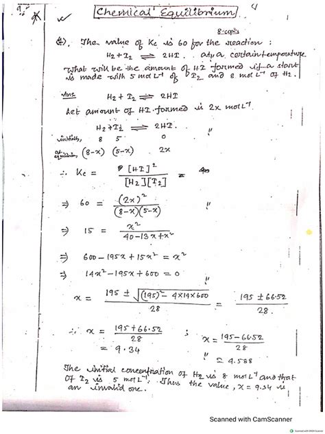 Chemical Equilibrium Problem Pdf