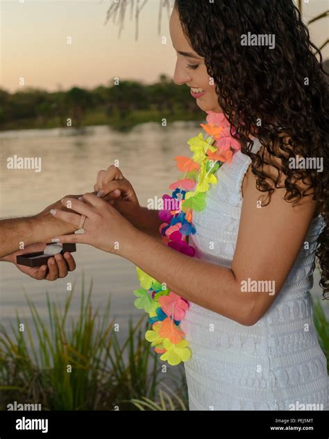 Passionate And Happy Couple After Accepting Marriage Various Poses And