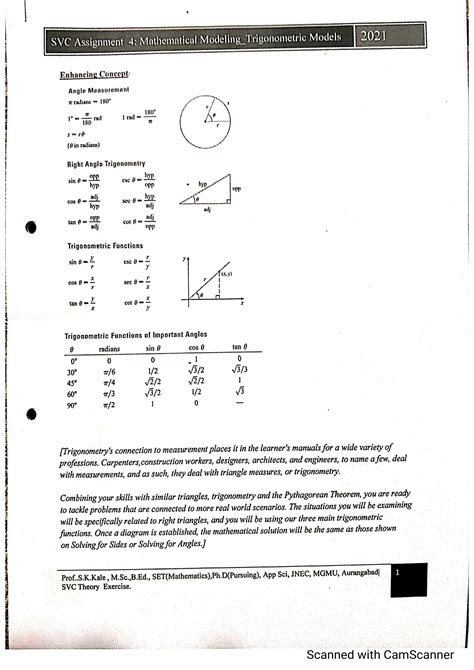 SOLUTION Svc Assignment Mathematical Modeling Trigonometric Models Studypool