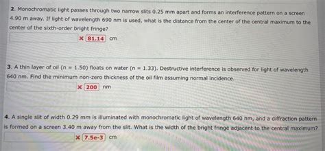 Solved 2 Monochromatic Light Passes Through Two Narrow