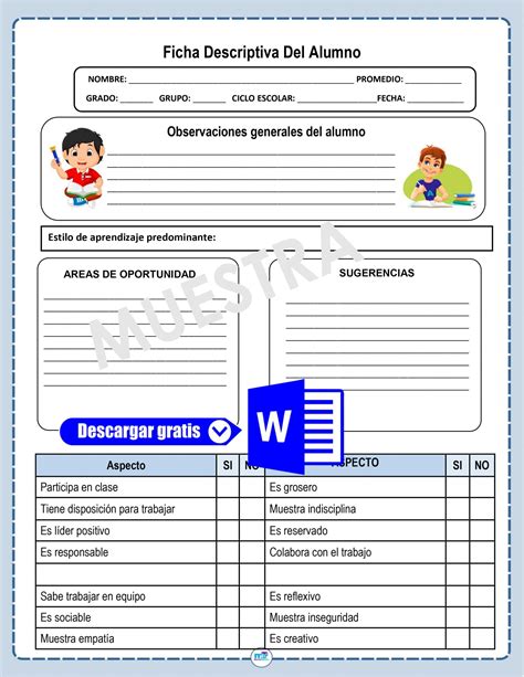 Ficha Descriptiva Del Alumno Prescolar 28 Imagenes Educativas