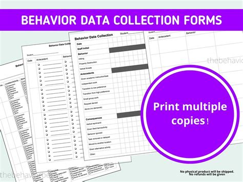 Digital Behavior Data Collection Forms Fba Data Collection Etsy