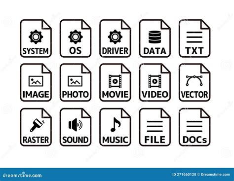 file types vector icons and formats labels file system icons