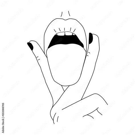 Sexual Hand Gesture And Tongue Love And Education Concept Vector Illustration Stock Vector