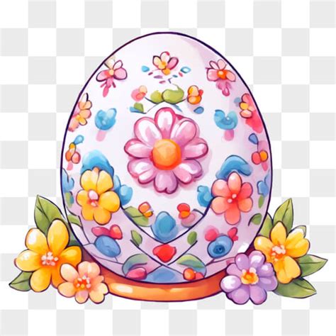 Download Kawaii Easter Egg Decoration With Colorful Flowers And Butterflies Online Creative