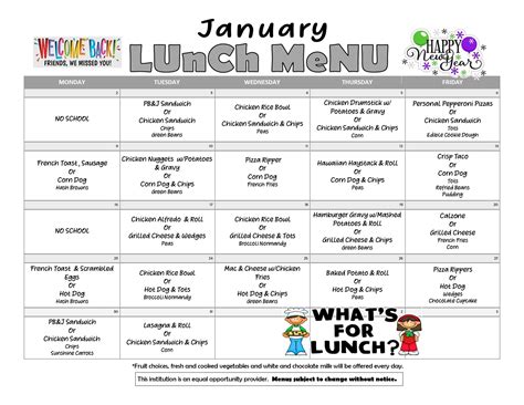 Breakfast Lunch Menu Fielding Elementary