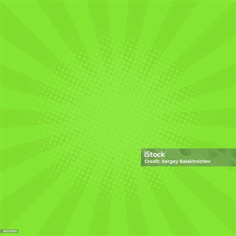 녹색 색상의 만화와 추상적인 배경입니다 당신의 프로젝트를 위한 템플릿입니다 만화 태양입니다 하프톤 효과입니다 플랫 스타일입니다 벡터 일러스트 레이 션 디자인에 대한 스톡