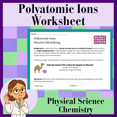 Physical Sciencechemistry Polyatomic Ions Worksheet Covalent Bonds