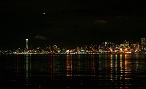 Seattle Night View From Alki Beach