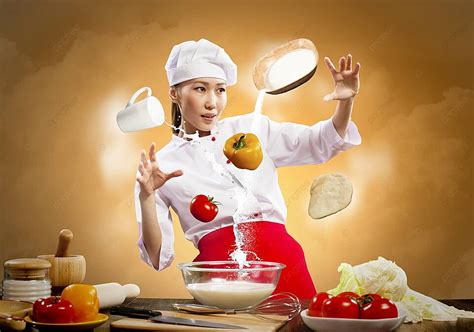 Fundo Mulher Asiática Cozinhando Com Ingredientes De Vista Bonita Mágica Foto E Imagem Para