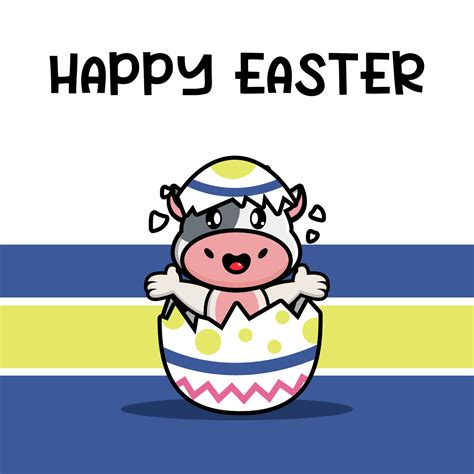 Cute Cow Happy Easter Background 20485665 Vector Art At Vecteezy