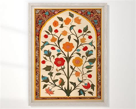 Traditional Islamic Floral Art Poster With Arabic Calligraphy Vibrant
