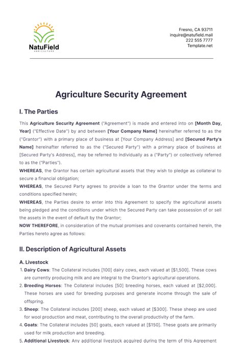 Free Security Agreement Templates Editable And Printable