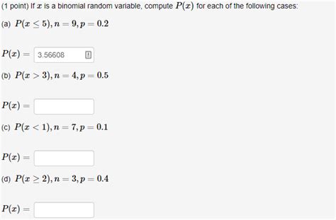 Solved 1 Point If Z Is A Binomial Random Variable Compute