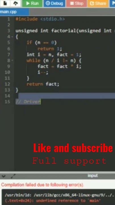C Program To Find Factorial Of A Numbercode Codemasters Shorts