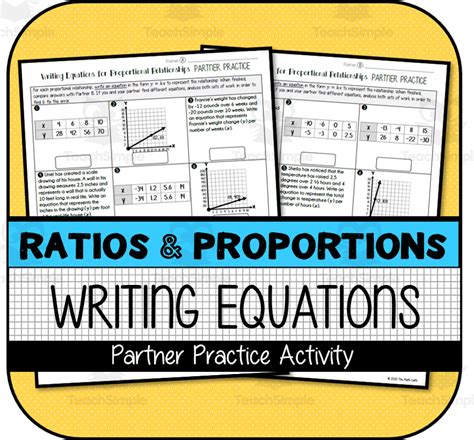 Writing Equations For Proportional Relationships PARTNER PRACTICE By Teach Simple