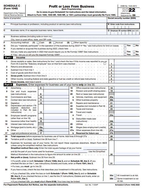 Irs Schedule C Form 2023 Printable Forms Free Online