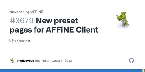 New Preset Pages For Affine Client · Issue 3679 · Toeverythingaffine · Github