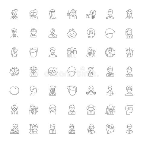 Characters Linear Icons Signs Symbols Vector Line Illustration Set 向量例证 插画 包括有 阿帕卢萨马 具体化