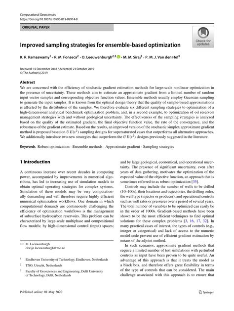 Pdf Improved Sampling Strategies For Ensemble Based Optimization