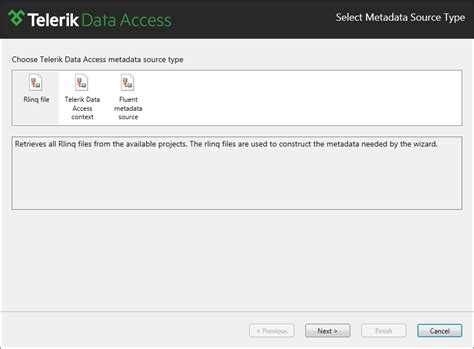 Select Metadata Source Type Dialog