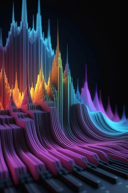 Colorful 3d Audio Spectrum Visualization Vertical Composition Premium
