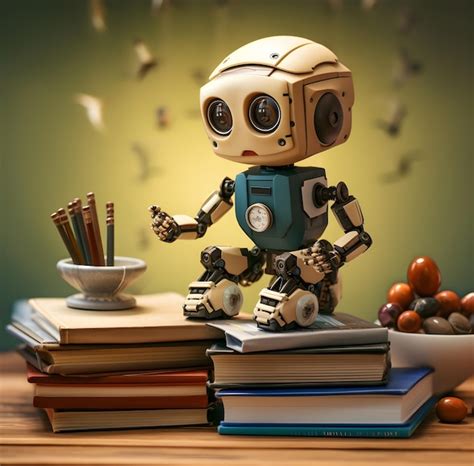 Robot In The Library At School Class Concept Of School And Teaching Teachers Day September 1