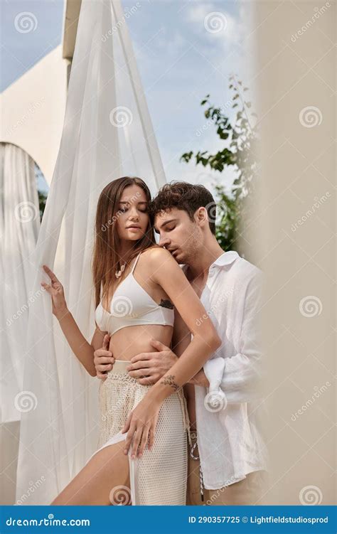 Man Seducing Attractive Woman With Tattoo Stock Image Image Of