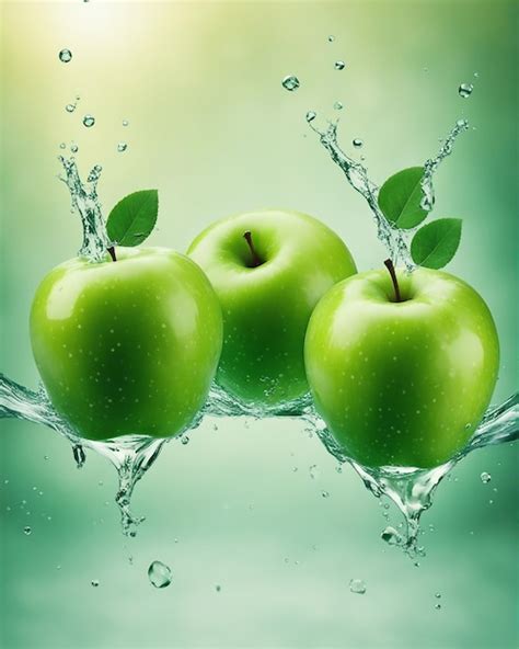 Premium Photo Green Apple In The Water Colour Splash