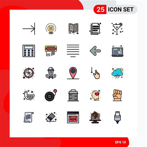 pack of 25 modern filled line flat colors signs and symbols for web print media such as glass