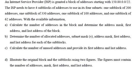 solved an internet service provider isp is granted a block