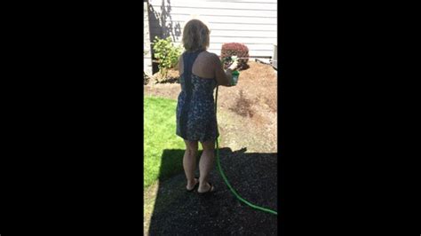 Sexy Window Washer As Debbie Wears Mini Dress And Flip Flops To Wash The Windows Of Her House