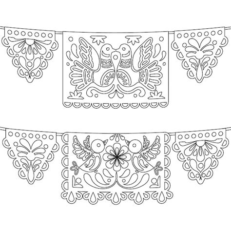 Dibujado A Mano Ilustración De Página Para Colorear De Papel Picado Dia