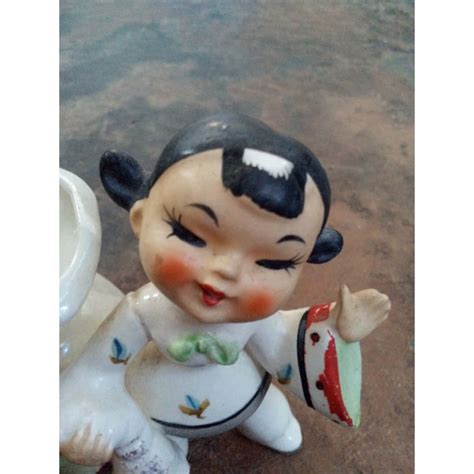 Vintage Asian Girl With Sack Vase