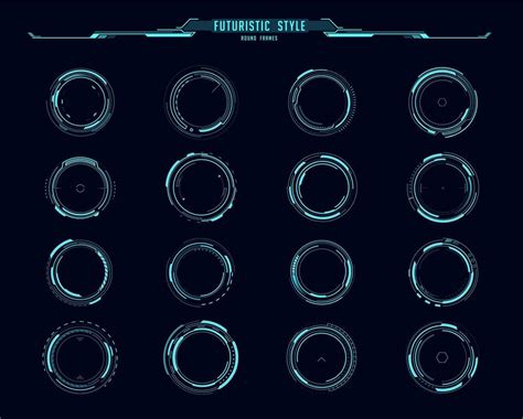 HUD Interface Round Frames Aim Control And Target Vector Art At Vecteezy