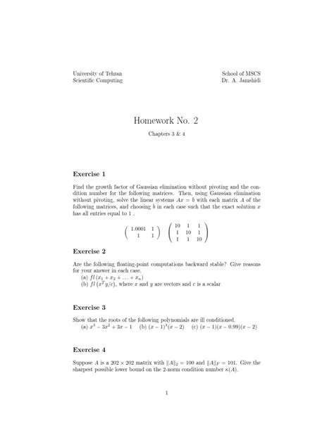 Scientificcomputing Hw2 Pdf Matrix Mathematics Computational Science