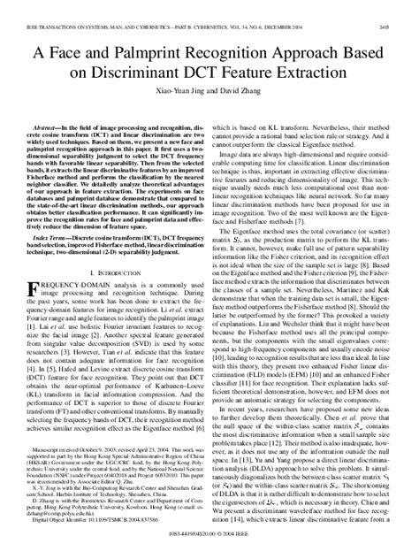 pdf a face and palmprint recognition approach based on discriminant