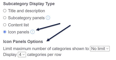 New Subcategory Display Option Icon Panels Knowledgeowl Support