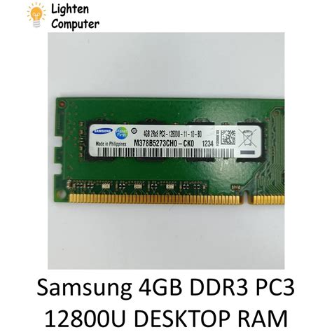 Samsung Ddr3 1600mhz 4gb 8gb 2rx8 Pc3 12800u Desktop Ram Used Shopee Malaysia