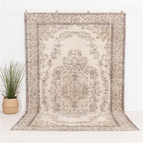 7 X 10 Vintage Turkish Area Rug Beige Yaelisaria Kuden Rugs