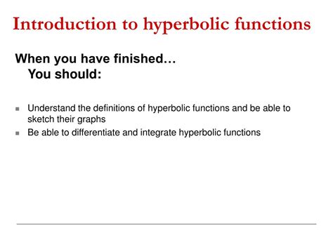 PPT FP MEI Hyperbolic Functions Introduction Part PowerPoint Presentation ID