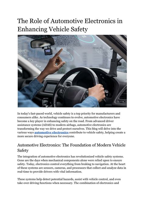 Ppt The Role Of Automotive Electronics In Enhancing Vehicle Safety Powerpoint Presentation